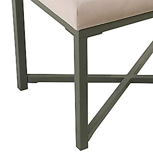 Homepop Home Decor | Upholstered Tufted Velvet Ottoman Bench | Ottoman Bench for Living Room, Pink Blush Velvet