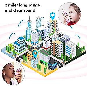 QNIGLO Q168 Pink Walkie Talkies for Girls, 22 Channels and 2 Miles Long Range Girls Walkie Talkies Set, Perfect Outdoor Adventure Camping Game Gift Toys for Boys Girls Age 3-12