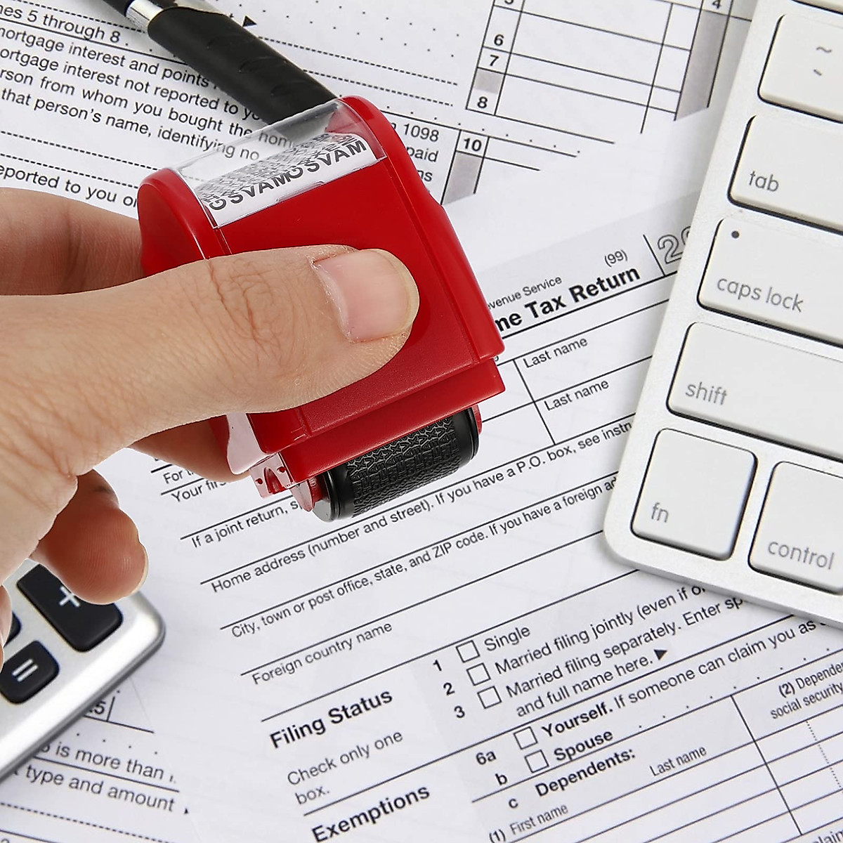 Tofficu 1pc Confidentiality Seal Postage Stamps Anti Stamp Personal Information Stamp Address Blocker Stamp Paid Stamp Identity Guard Stamp Guard Your Roller Plastic Letter Opener Red