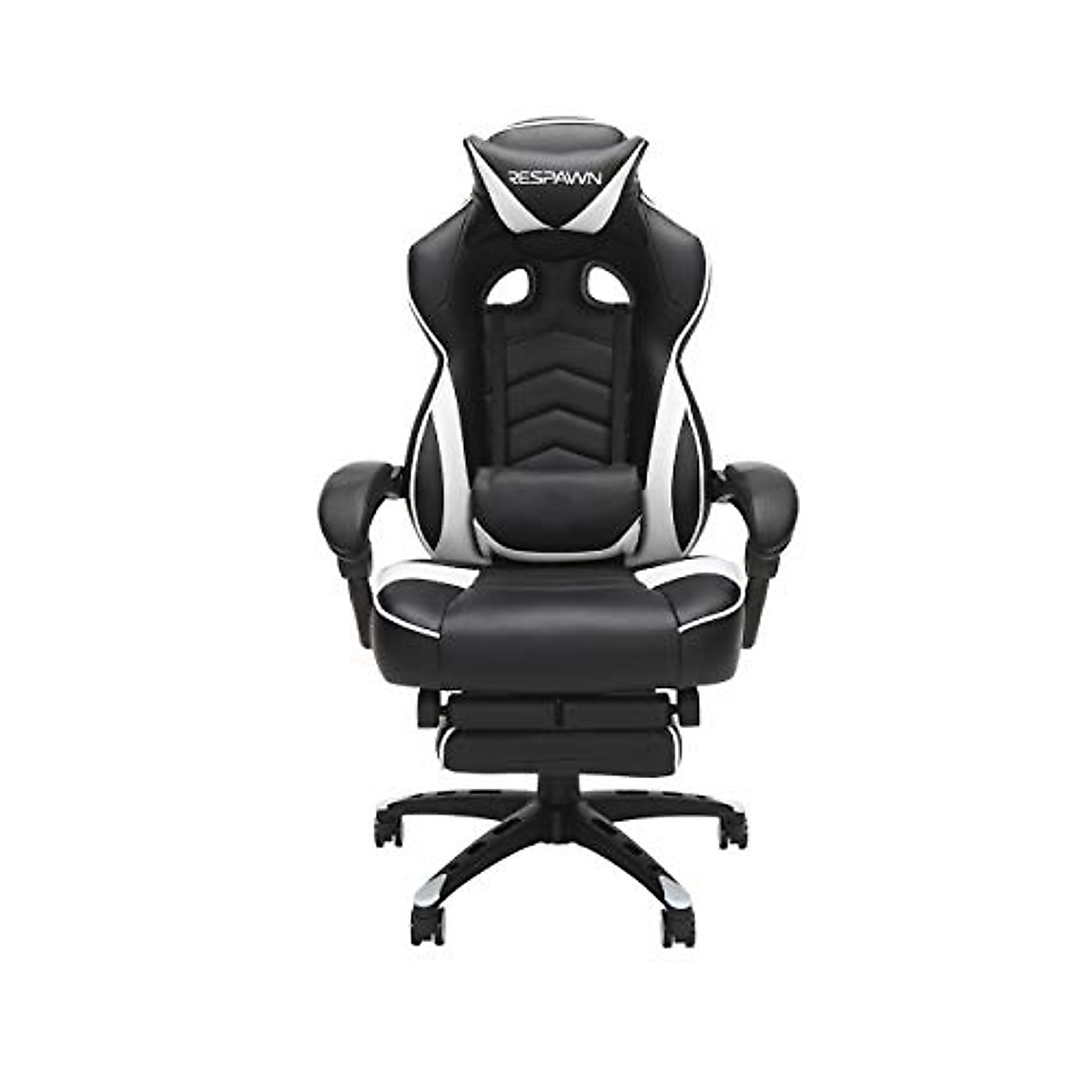 RESPAWN 110 Ergonomic Gaming Chair with Footrest Recliner - Racing Style High Back PC Computer Desk Office Chair - 360 Swivel, Adjustable Lumbar Support, Headrest Pillow, Padded Armrests - 2019 White