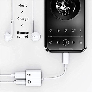 2 Pack Headphone Adapter for iPhone [Apple MFi Certified], 2 in 1 Lightning to 3.5mm AUX Audio + Charger Splitter Dongle for iPhone Accessories Compatible with iPhone 13/12/11/XR/X/8/7