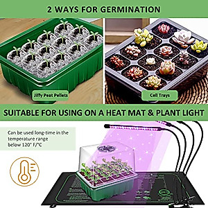 YAUNGEL Seed Starter Tray, 10 Pack 120 Cells Thicken Seed Starting Trays Kit with Humidity Dome/Heightened Lids Growing Trays for Greenhouse & Gardens, Green