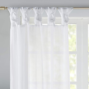 Madison Park Ceres DIY Twisted Tab Sheer Curtain, PAIR PANELS, Lightweight Window Treatment, Voile Privacy, Light Filtering Drape for Bedroom and Apartment, 50 in x 84 in, White 2 Piece