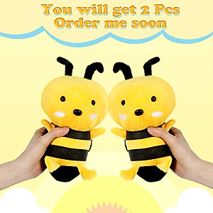 Civaner 2 Pieces Stuffed Honeybee Toy Bee Movie Plush Bee Stuffed Animal for Honey Bee Decor 1st Birthday Bee Themed Party, 7.87 Inches