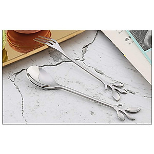 Turbokey Fruit Forks Cocktail Sticks Set of 8, Stainless Steel 4.7 Inches Mini Salad Forks Appetizer Cake Dessert Forks Party Supplies (8 Forks-Silver)