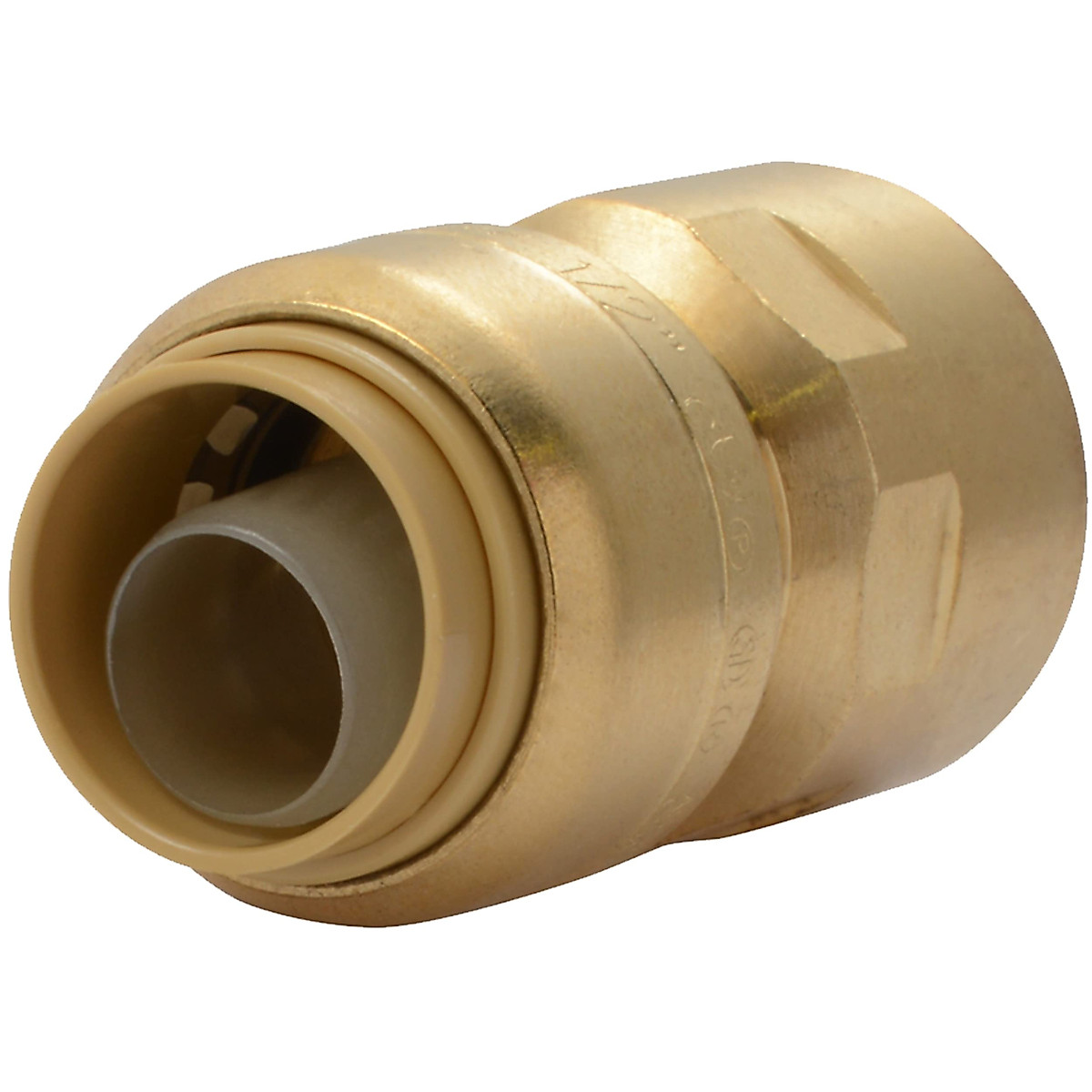 SharkBite 1/2 x 1/2 Inch FNPT Adapter, Push To Connect Brass Plumbing Fitting, PEX Pipe, Copper, CPVC, PE-RT, HDPE, U072LFA