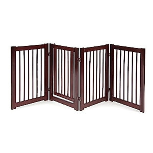 Primetime Petz 360 Configurable Dog Gate with Door – Indoor Freestanding Walk Through Wood Pet Gate,Walnut