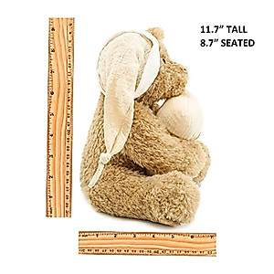 Nleio Teddy Bear Stuffed Animals, 11.7" Stuffed Bear Plush, Cute Stuffed Animal with Hat & Pillow, Small Teddy Bear for Kids Baby Girlfriend, Gifts for Valentine's Day/Birthday/Christmas