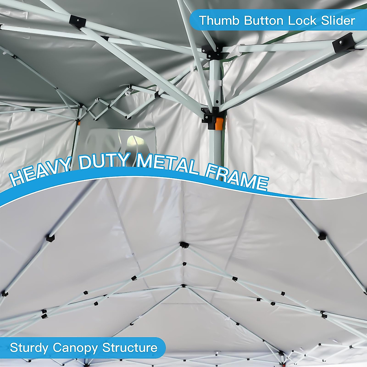 Rovibek 10x20 Pop Up Canopy with Sidewalls Tents for Parties Outdoor Backyard Party Tent Carport Canopy, with Sandbags, Storage Bag, Blue