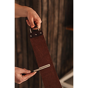 Razor Strop - Barber's Latigo Leather Straight Razor Strop. Dual Strap that will be a Great Addition for Any Straight Razor. PREMIUM LEATHER Strop for Sharpening. (Brown)