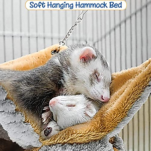 RAYFARMO Ferret Rat Hammock,Guinea Pig Hammock for Cage with Soft Plush,Cage Accessories for Ferret,Rat,Guinea Pig,Chinchilla,Mice,Small Animal Pet Sleep Hanging Bed
