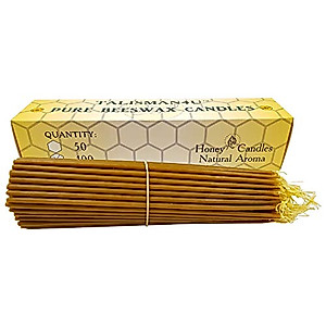 100 Natural Pure Beeswax Taper Candles 9 Inch Tall Church Jerusalem Holy Land Scented Candle Gift Box