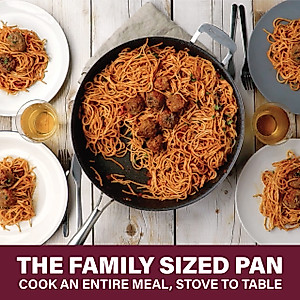 Granitestone Pro 14” Frying Pan Nonstick Extra Large Hard Anodized Frying Pan with Ultra Nonstick Coating, Family Sized Open Skillet with Stay Cool Rubberized & Helper Handle, Oven & Dishwasher Safe