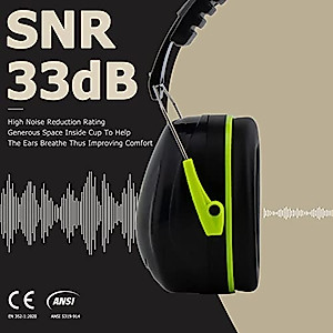 UNINOVA Hearing Protection Earmuffs, Noise Reduction Safety Ear Muffs, NRR 26dB Ear Protection Headphones for Shooting Gun Range Lawn Mowing Construction Woodworking Adults Men Women,Green