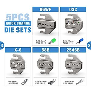 iCrimp Quick Change Ratcheting Crimper Tool Kit, Automotive Service Kit, for Crimping IWS4 Connector, Insulated & Non-insulated Terminal, Open Barrel Terminals, Dupont Connector, End Sleeve Ferrules