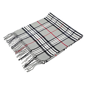 Achillea Classic Plaid Check Cashmere Feel Winter Scarf (Classic Grey Plaid)