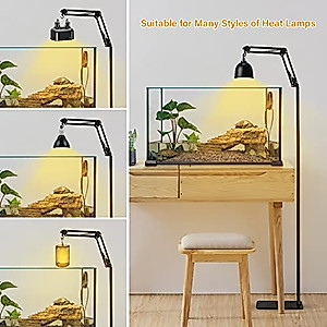 Reptile Lamp Stand with Base Extra Tall Adjustable Height and Width 360° Rotation Floor Reptile Light Holder Stand Bracket Metal Lamp Support for Reptile Glass Tank Terrarium Heating Light (72 inch)