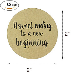 80-2" Kraft a Sweet Ending to a New Beginning Stickers, Wedding Favor Sticker Labels