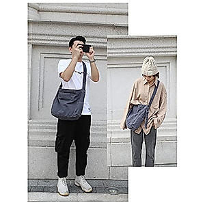 Jeelow 20oz Washed Canvas Tote Shoulder Crossbody Bags Purse Handbag For Men & Women Adjustable Strap