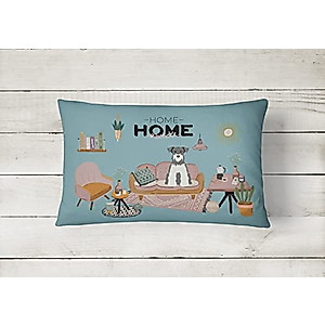 Caroline's Treasures CK7899PW1216 Salt and Pepper Miniature Schnauzer Sweet Home Canvas Fabric Decorative Pillow, 100% Machine Washable Pillow, Indoor or Outdoor Decorative Throw Pillow for Couch, Bed