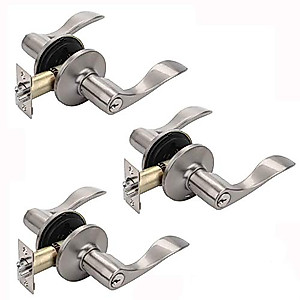 Dynasty Hardware HER-00-US15, Heritage Front Door Entry Lever Lockset, Satin Nickel - (3 Pack) - Keyed Alike