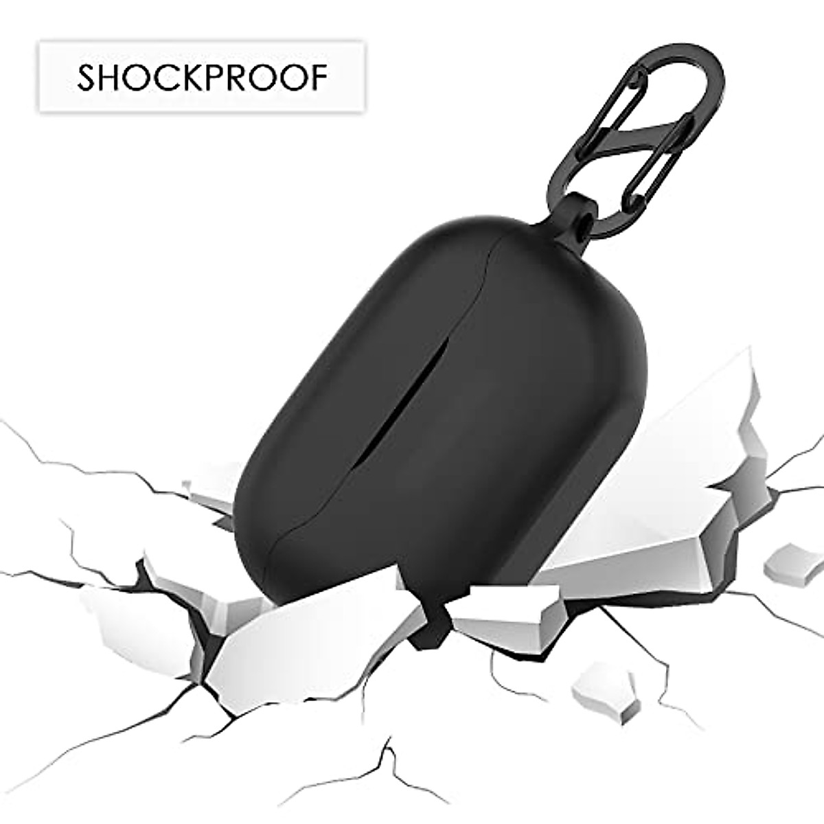 Geekria Silicone Case Cover Compatible with JBL Endurance Race True Wireless Earbuds, Earphones Skin Cover, Protective Carrying Case with Keychain Hook, Charging Port Accessible (Black)