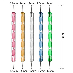 JOYJULY 20pcs Nail Art Design Tools, 15pcs Painting Brushes Set with 5pcs Dotting Pens, BLACK …