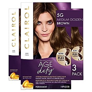 Clairol Age Defy Permanent Hair Dye, 5G Medium Golden Brown Hair Color, Pack of 3