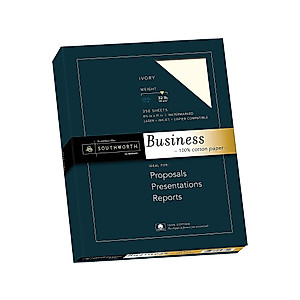 Southworth® 100% Cotton Business Paper, 8 1/2" x 11", 32 Lb, Ivory, Box Of 250