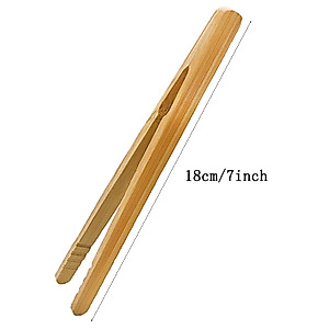 12pcs Bamboo Tongs, 7 Inch Reusable Bamboo Toast Tongs for Toast Bread Pickles Fruits Tea