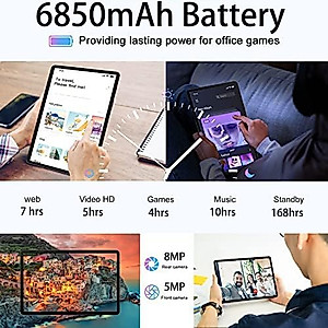 OUZRS Android Tablet 10 Inch, Tablet Android 12 with 8GB RAM 64GB ROM(1TB Expand), Dual Camera, WiFi Tablet, Bluetooth, GMS Certified, Computer Tablets-M15(Gray)