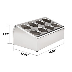 tonchean Stainless Steel Utensil Organizer, 8 Hole Commercial Silverware Caddy with Removable Cups, Restaurant Flatware Cylinder Holder Silverware Holder for Party