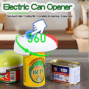 Electric Can Opener For Kitchen One Touch Start Automatic Can Opener Electric for Almost Cans Hands Free Battery Operated Can Opener For Seniors and Arthritis Smooth Edge Food-Safe (Red)