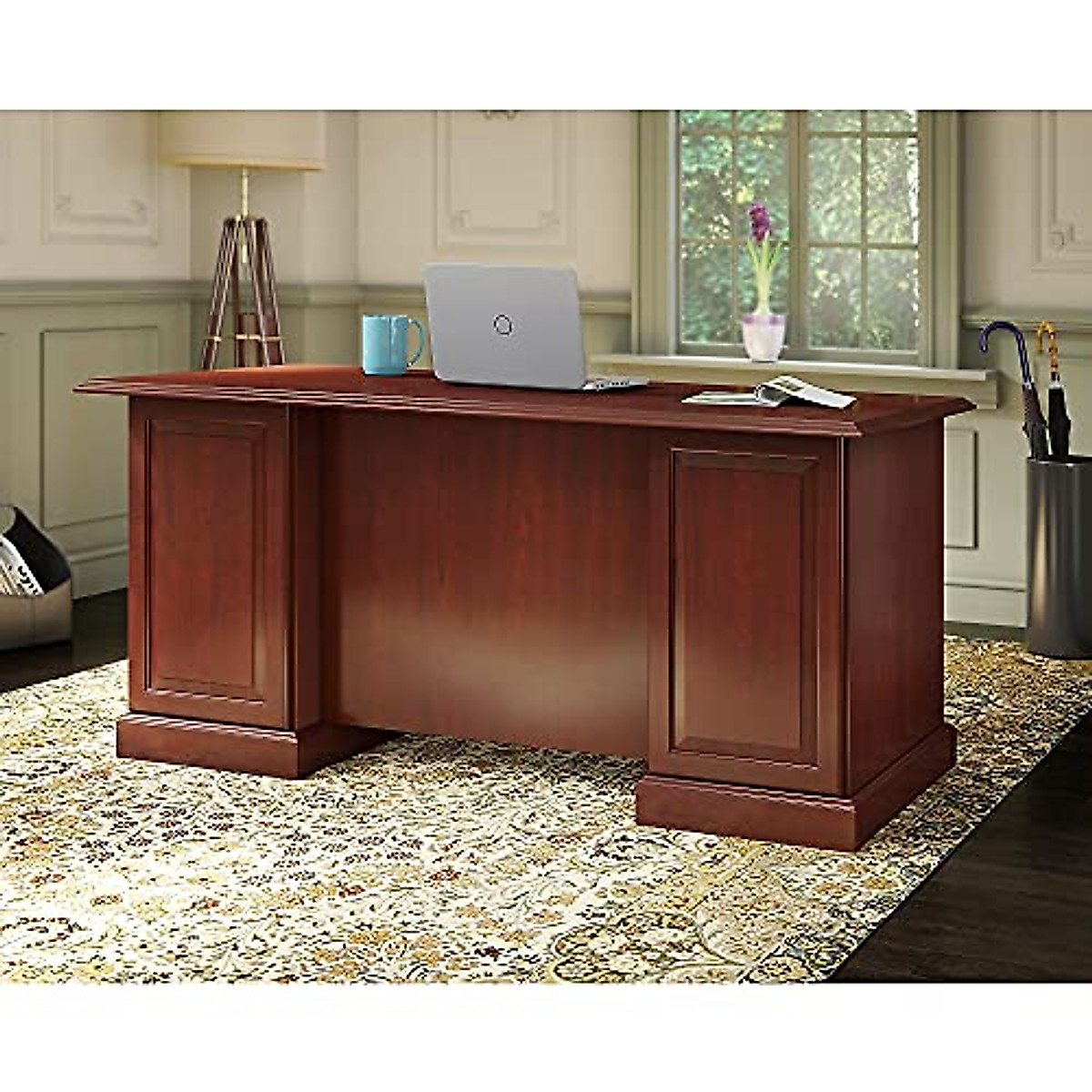 Bush Furniture Kathy Ireland Home Bennington Manager's Desk, Harvest Cherry