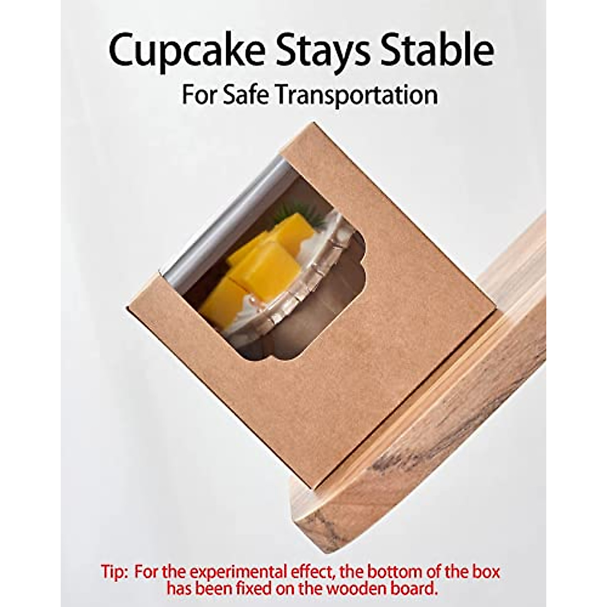 Happyhiram Cupcake Boxes 50 Pcs Brown Kraft Individual Cupcake Box, Single Container Paper Holder with Insert and Window for Muffins Cocoa Bombs Packaging Togo Boxes for Birthdays Party Favor