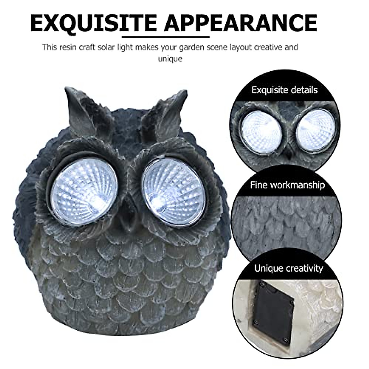Animal Solar Lamp Resin Owl Garden Light LED Outdoor Animal Sculpture Figurine Lights Landscape Lighting for Lawn Yard Patio Pathway