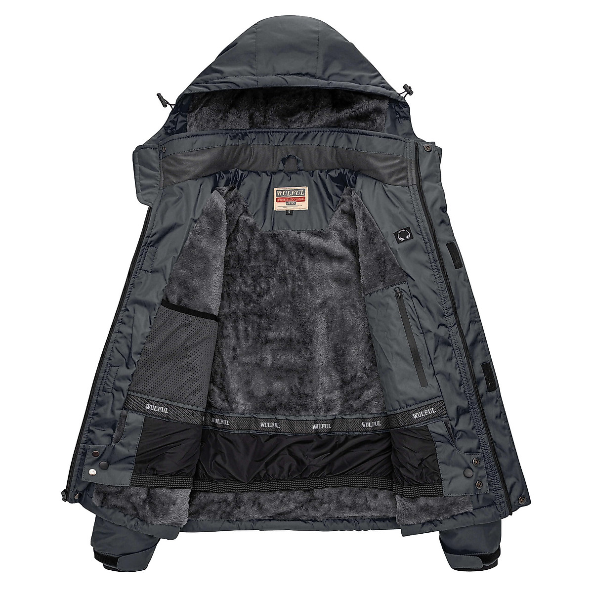 WULFUL Men's Waterproof Ski Jacket Warm Winter Snow Coat Mountain Windbreaker Hooded Raincoat