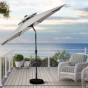 DOIT Solar Patio Umbrella 10 FT Outdoor Umbrella with 40 LED Lights 8 Sturdy Ribs, Table Market Umbrella for Garden,Deck,Backyard,Pool Bench(No Base)