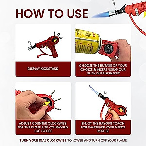 THiCket Raygun Torch Lighter, with Adjustable Flame and Safety Lock (Red)