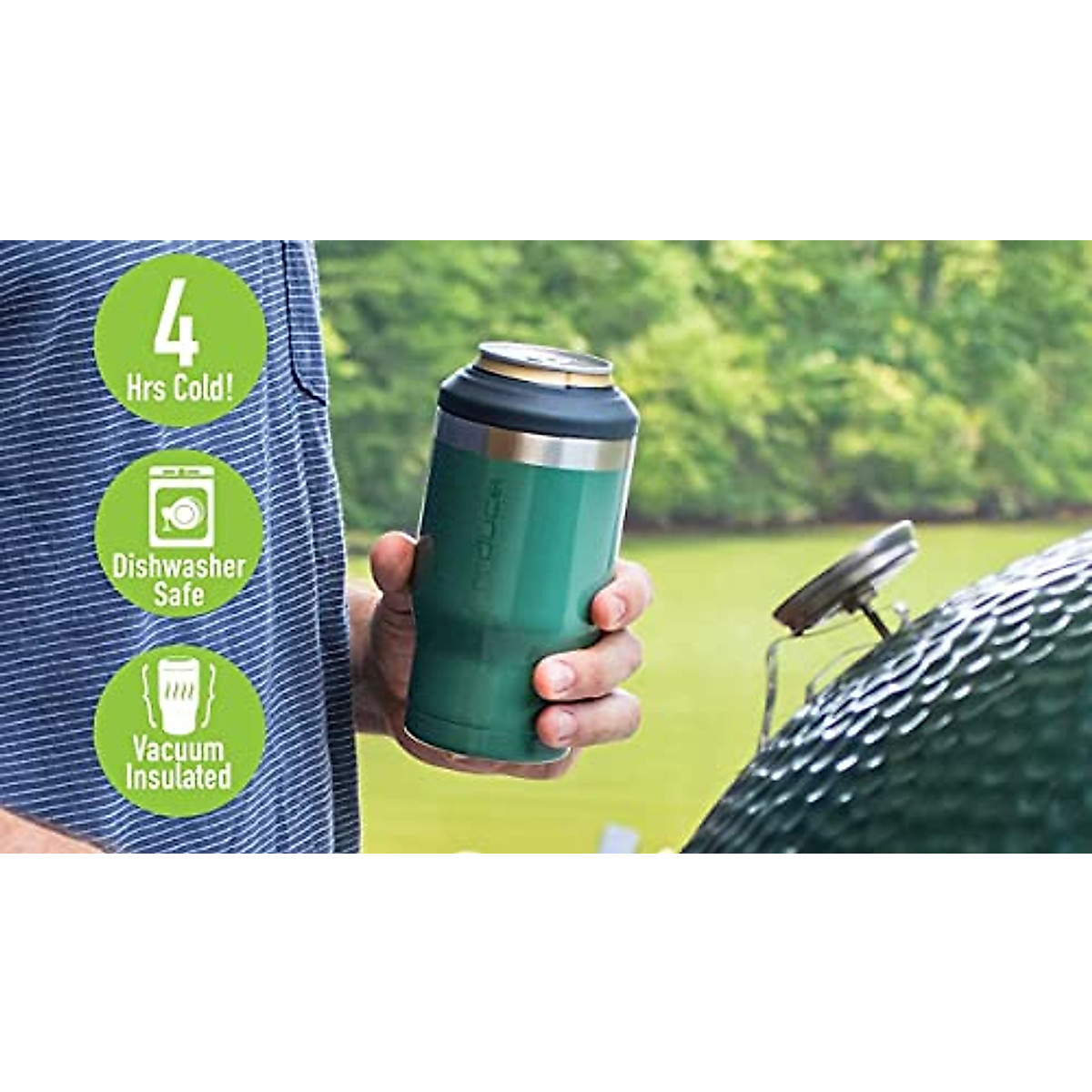 REDUCE 14 oz. Vacuum Insulated Stainless Steel Drink Cooler, 4 Pack Built-in Bottle Opener whit Non-Slip Base 4-in-1 Versatility Colors: Aqua-Red-Orange-Blue (ART1614168)