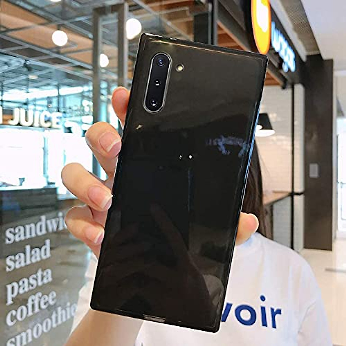 Square Case for Galaxy Note 10 Clear Case,Crystal Clear Slim Cover Shock Absorption Reinforced Corners Soft Flexible TPU Silicone Rubber Gel Shell Shockproof Slim Fit Protective Phone Case Cover,Black