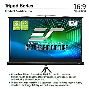 Elite Screens Tripod Series, 60-INCH 16:9, Indoor Outdoor Projector Screen, 8K / 4K Ultra HD 3D Ready, US Based Company 2-YEAR WARRANTY, T60UWH, black - US Based Company 2-YEAR WARRANTY