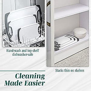 HOMWE Cutting Boards for Kitchen - Chopping Board 3-Pack w/ Different Sizes and Non Slip Handles - Reversible, Large Cutting Board Set - Unique Gifts for Cooks Who Have Everything - Gray