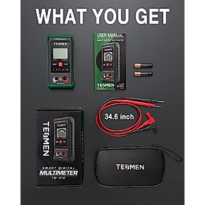 TESMEN TM-510 Digital Multimeter, 4000 Counts, Smart Measurement, Auto-Ranging Voltmeter; Voltage Tester with Non-Contact Voltage Function, Measures AC/DC Voltage, Resistance, Continuity – Green