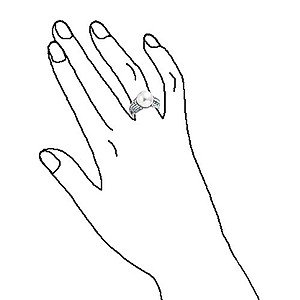 Bling Jewelry Crystal White Simulated Pearl Cocktail Ring Rhodium Plated,Size:6