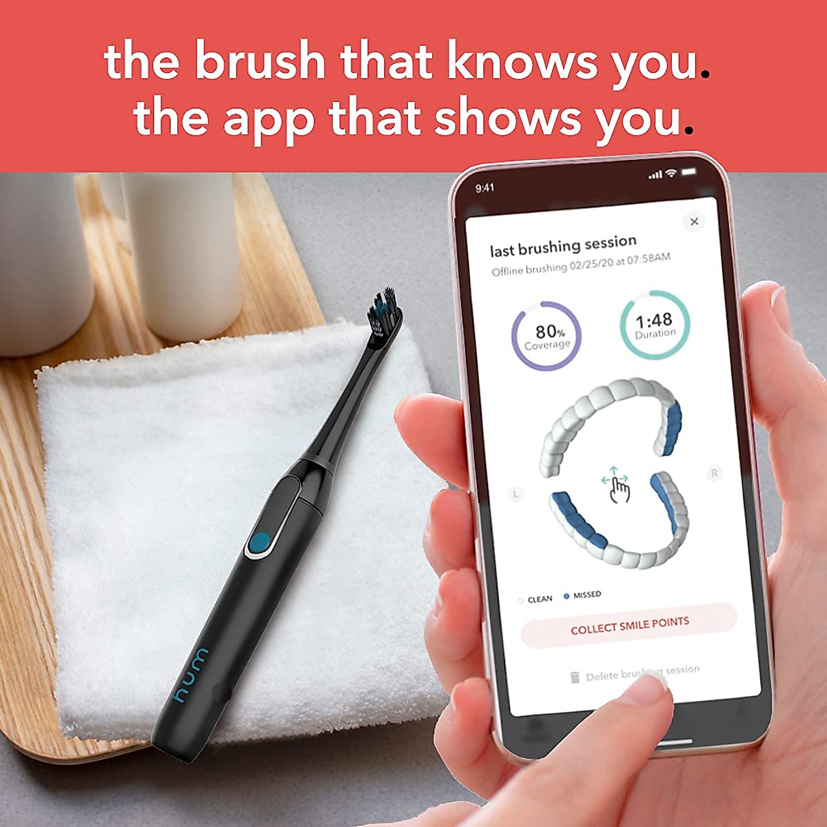 Colgate hum Black Electric Toothbrush for Adults, Starter Kit with Travel Case and Extra Refill Head, Rechargeable Smart Sonic Toothbrush, Black