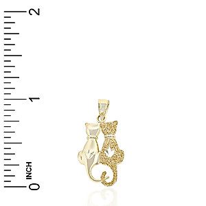 Gold Sitting Cats Charm - 10 Karat Solid Gold - Cat Jewelry (Style 1)