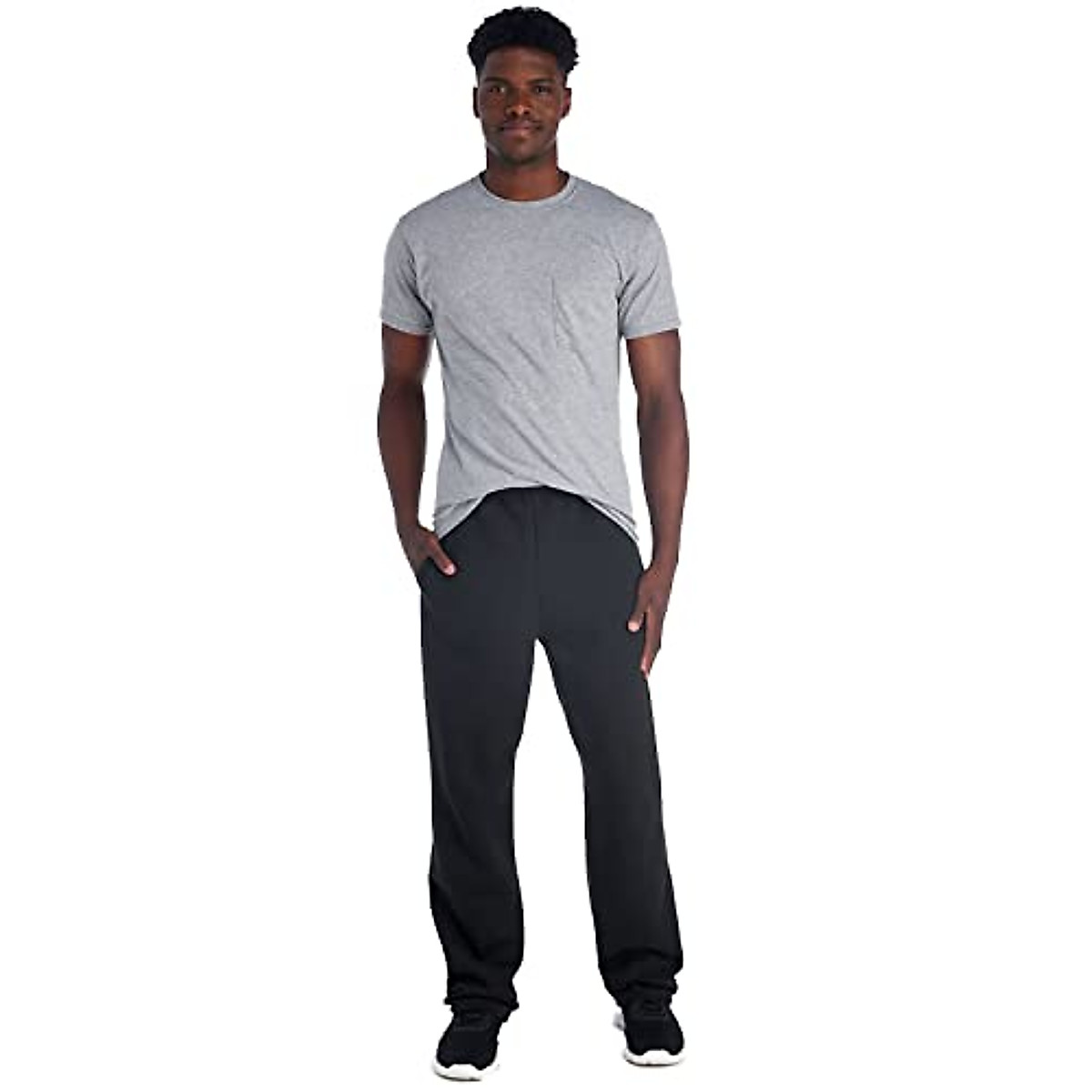 Jerzees mens Fleece Sweatpants, Open Bottom - Black, Large US