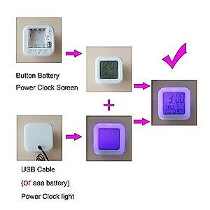 3 inch Small Size Mini LED Anime Digital Alarm Clock 7 Colorful Light Bedroom Decorations Room Decor for Girl