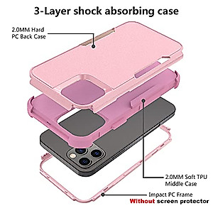 Tksafy Case Designed for iPhone 13 Pro Max, Heavy Duty Shockproof Protective Three Layers Phone Bumper Cover with Full Body Rubber Armor Bumper Dropproof Protection for iPhone 13 Pro Max, Pink